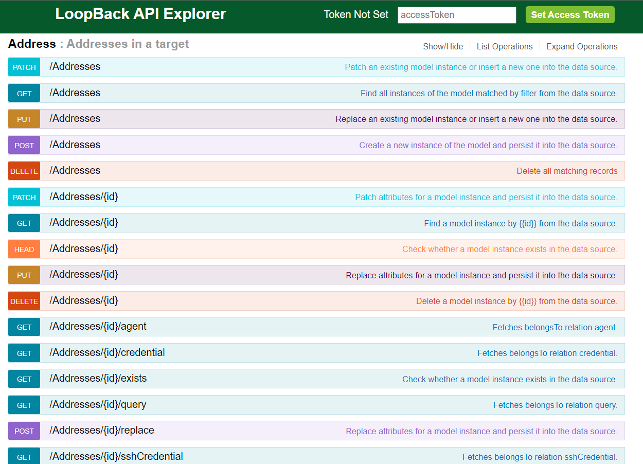 Using LoopBack API Explorer to explore API requests